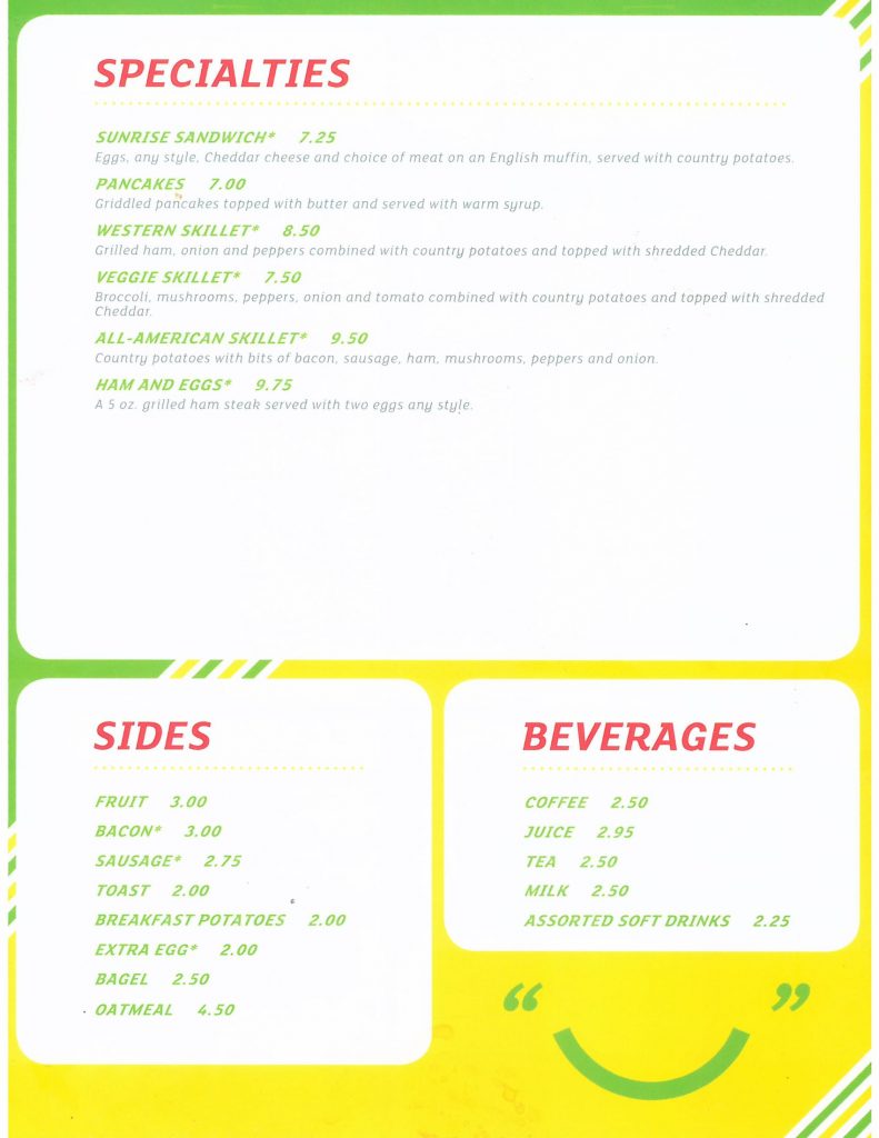 Breakfast Menu - Saba's Bistro